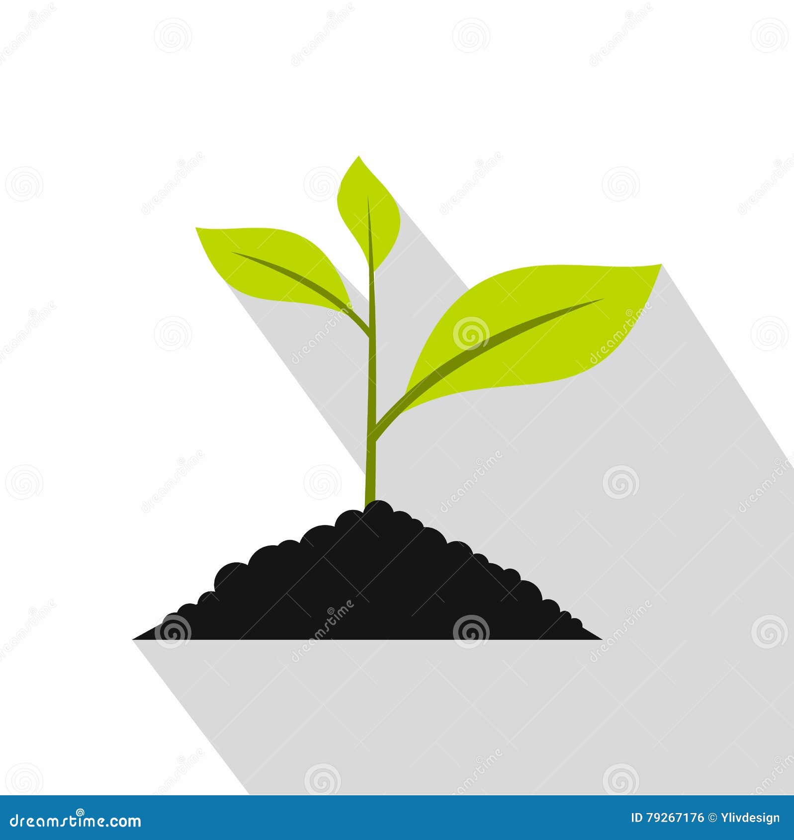 Green Seedling in Soil Pile Icon, Flat Style Stock Vector ...
