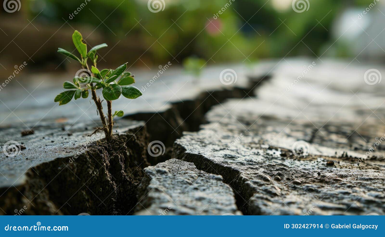 Green Seedling Tree Growing Out of Pavement Concrete Crack Stock ...