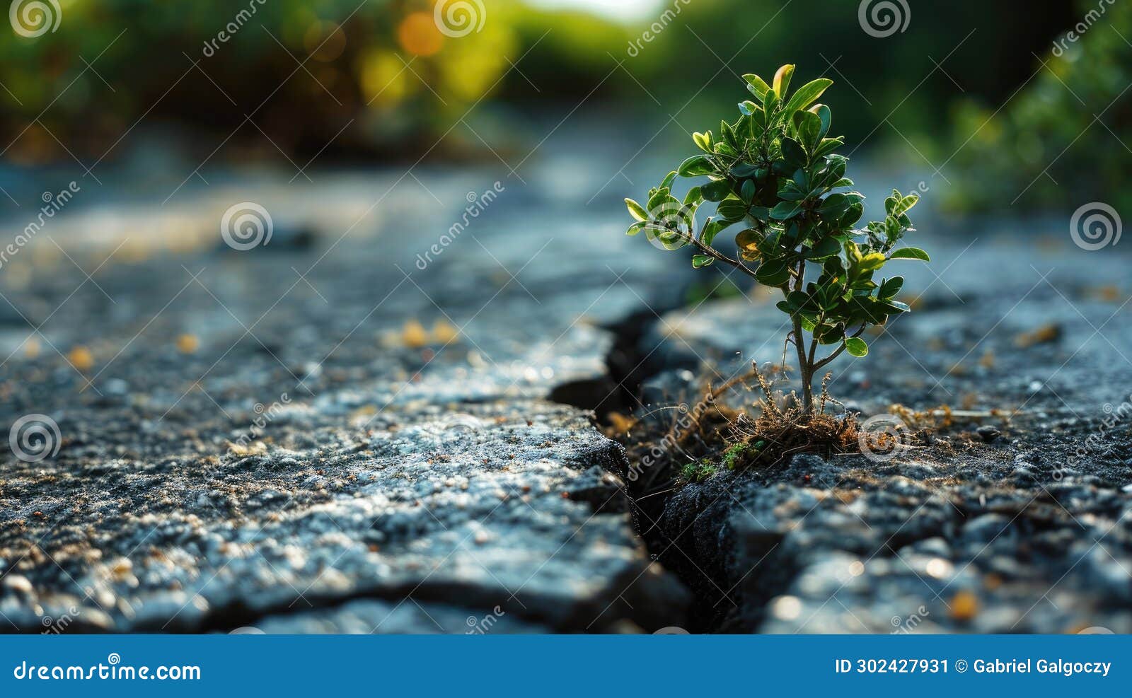 Green Seedling Tree Growing Out of Pavement Concrete Crack Stock ...