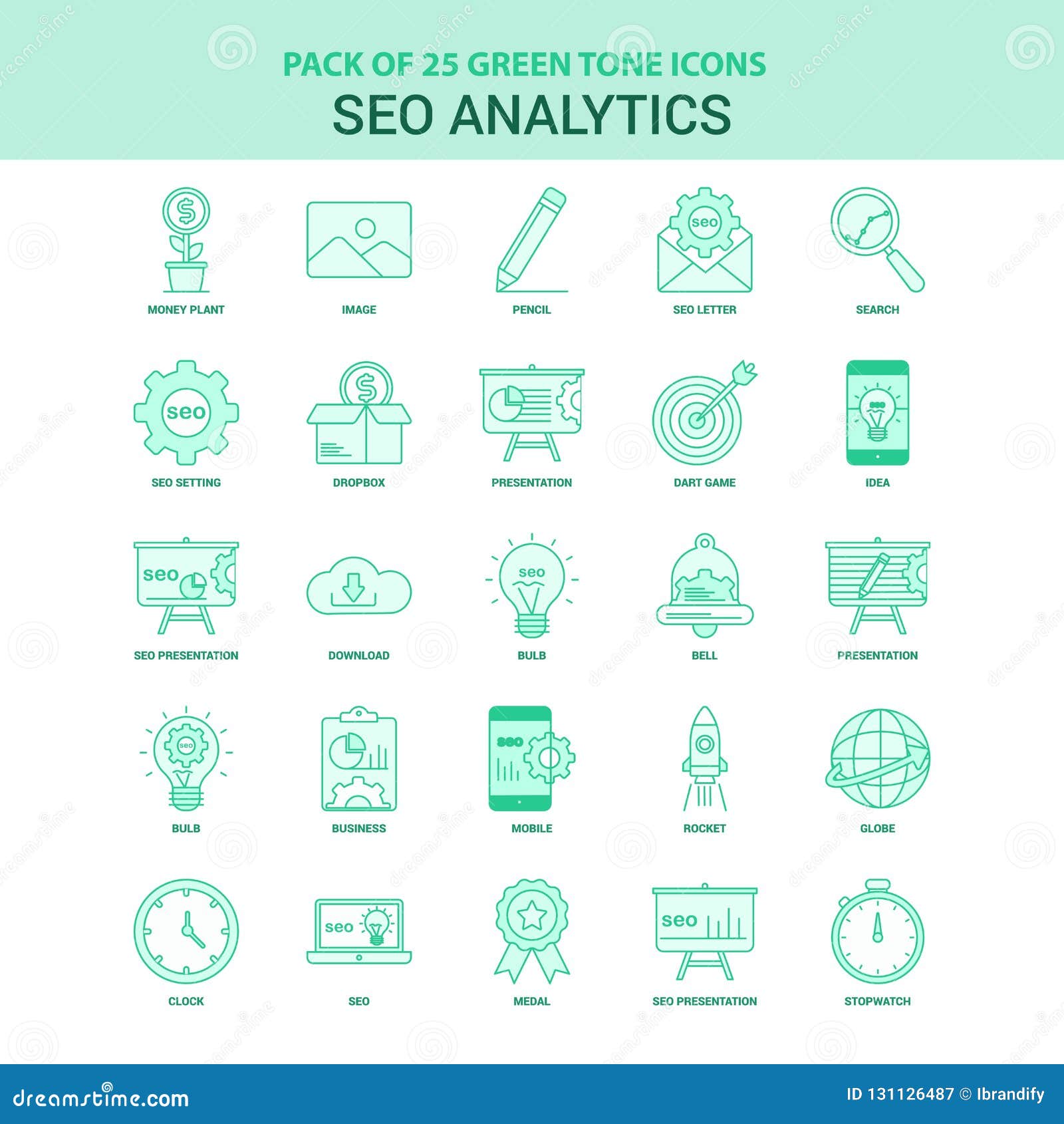 25 Green SEO Analytics Icon Set Stock Vector - Illustration of vector ...