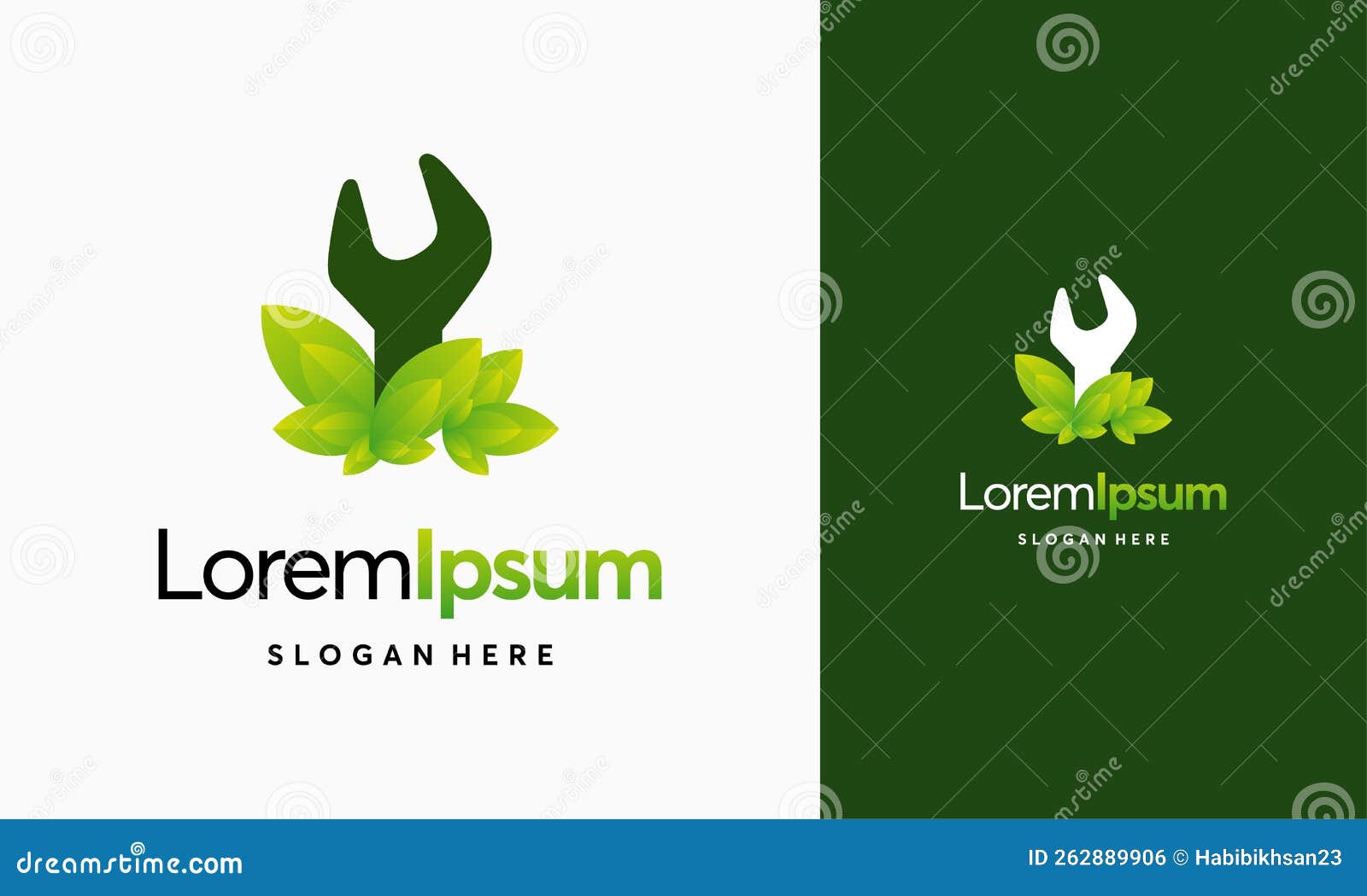Green Service Logo Design Template, Wrench Tree Leaf Service Logo ...