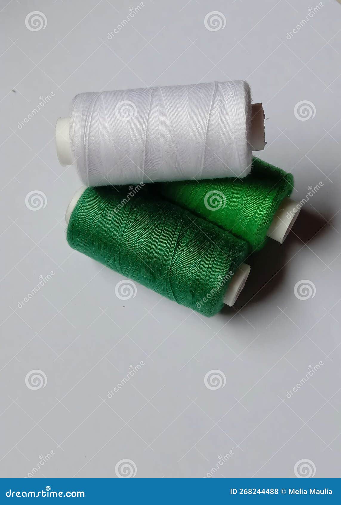 Green Sewing Thread Gradations Piled Up Stock Photo - Image of green ...