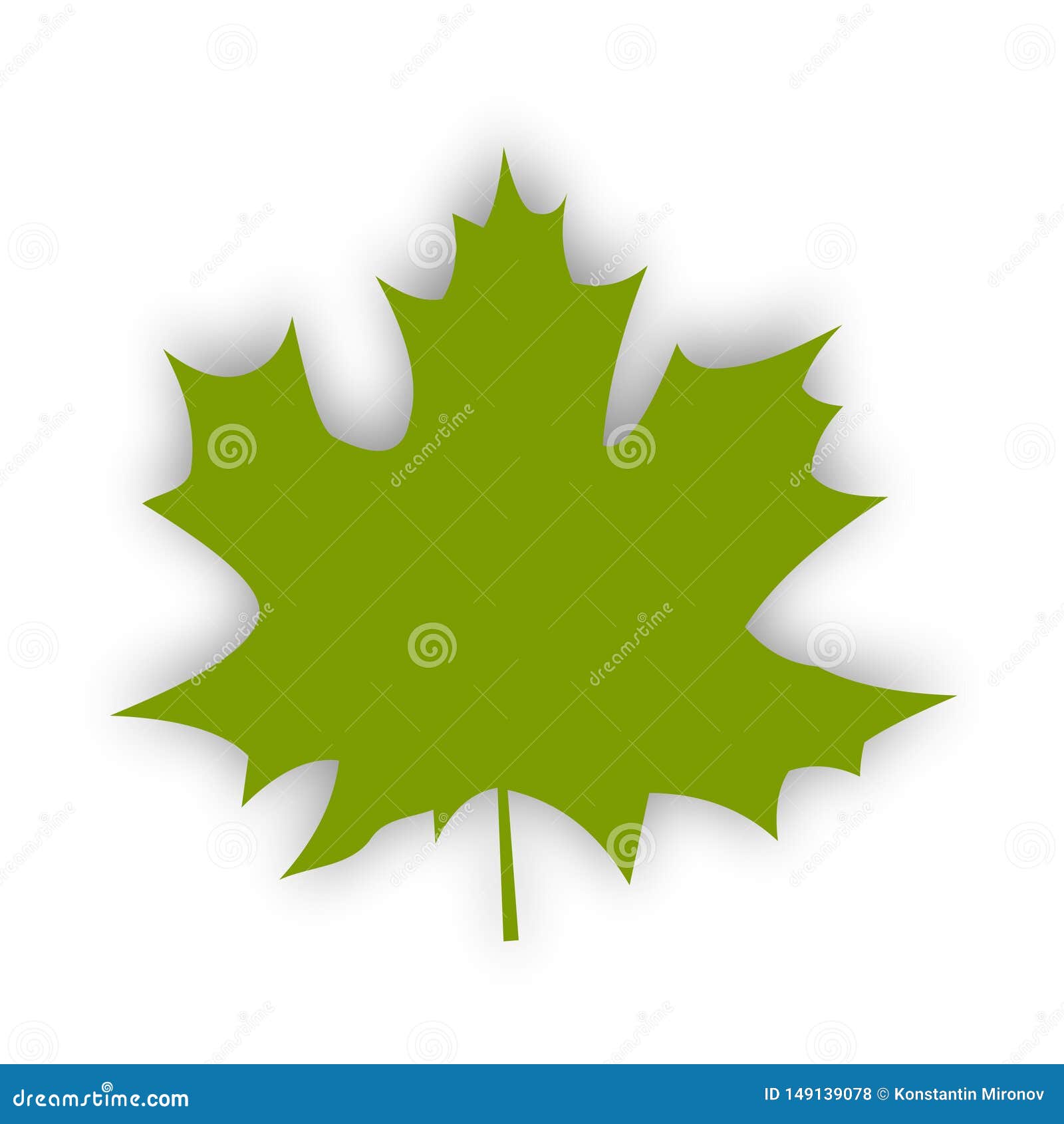 Green Shadow Vector Maple Leaf Isolated on White Background Stock ...