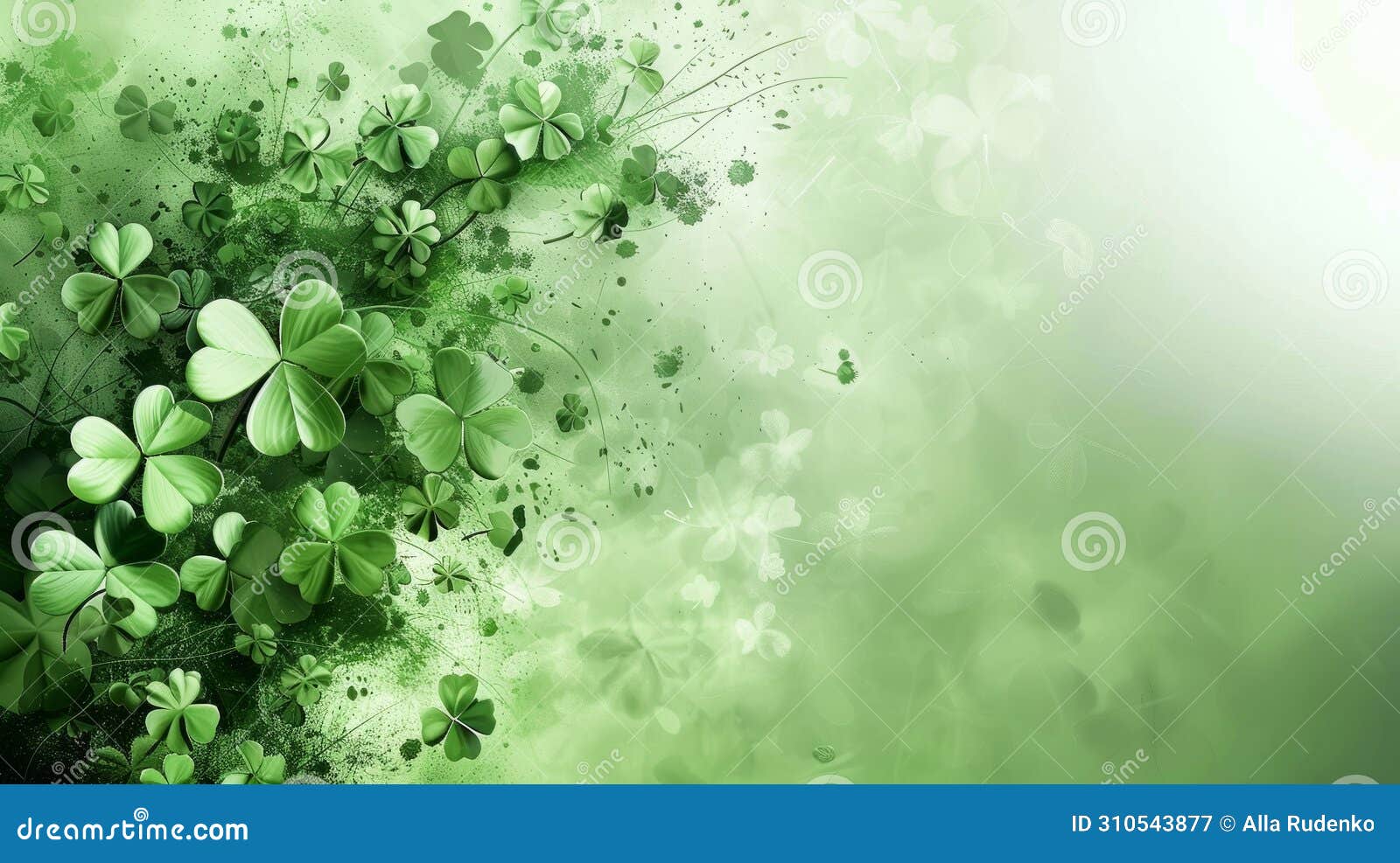 Green Shamrock Cascade on Misty Gradient Background Stock Illustration ...