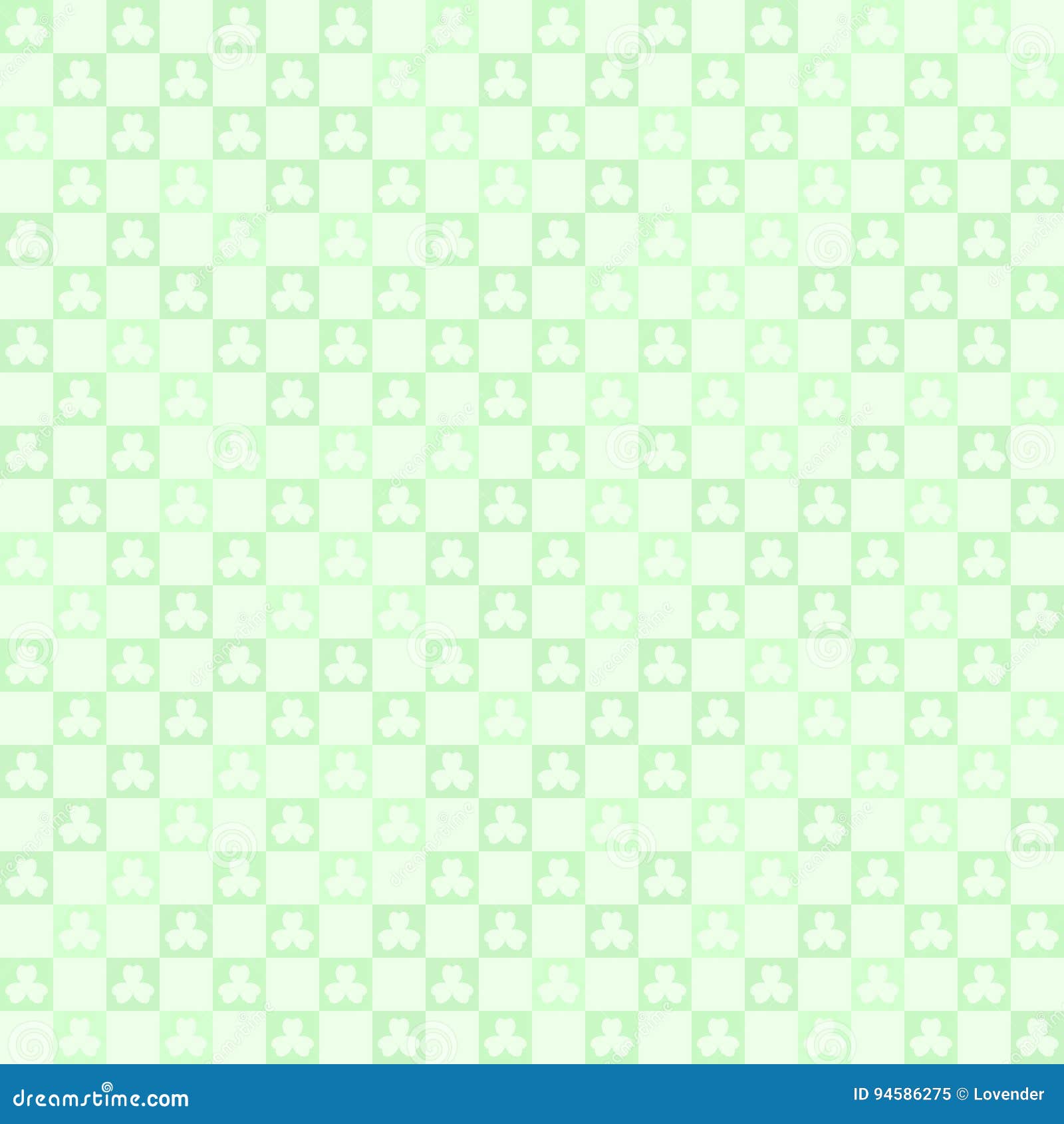 Green Shamrock Checkered Pattern. Seamless Vector Clover Background ...