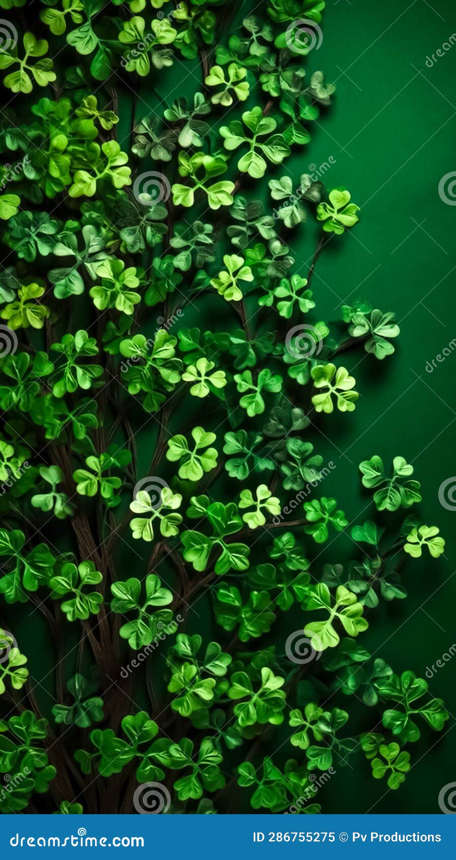 Green Shamrock Four Leaf Clover Green Background, Generative AI. Stock ...