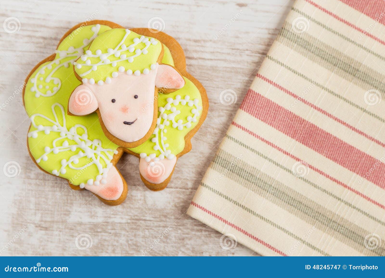 Green Sheep Gingerbread Cookie Stock Image - Image of season, dessert ...