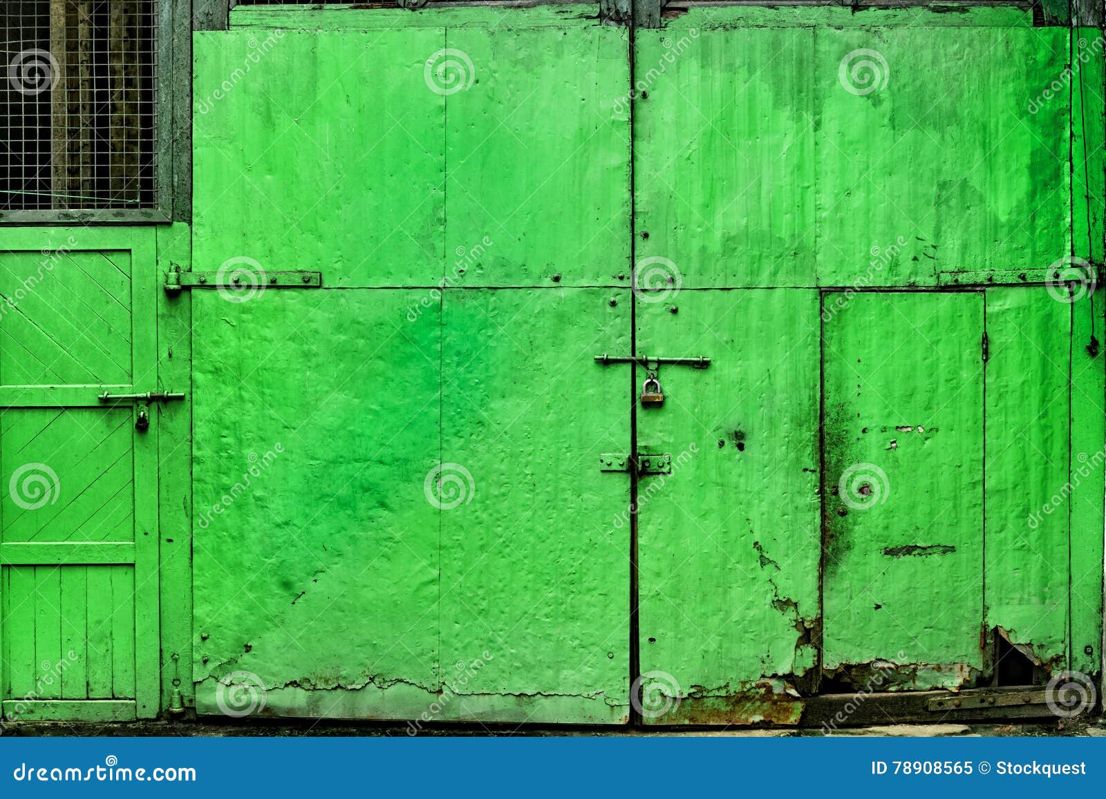 Green Sheet Metal Gate stock image. Image of rough, rust - 78908565