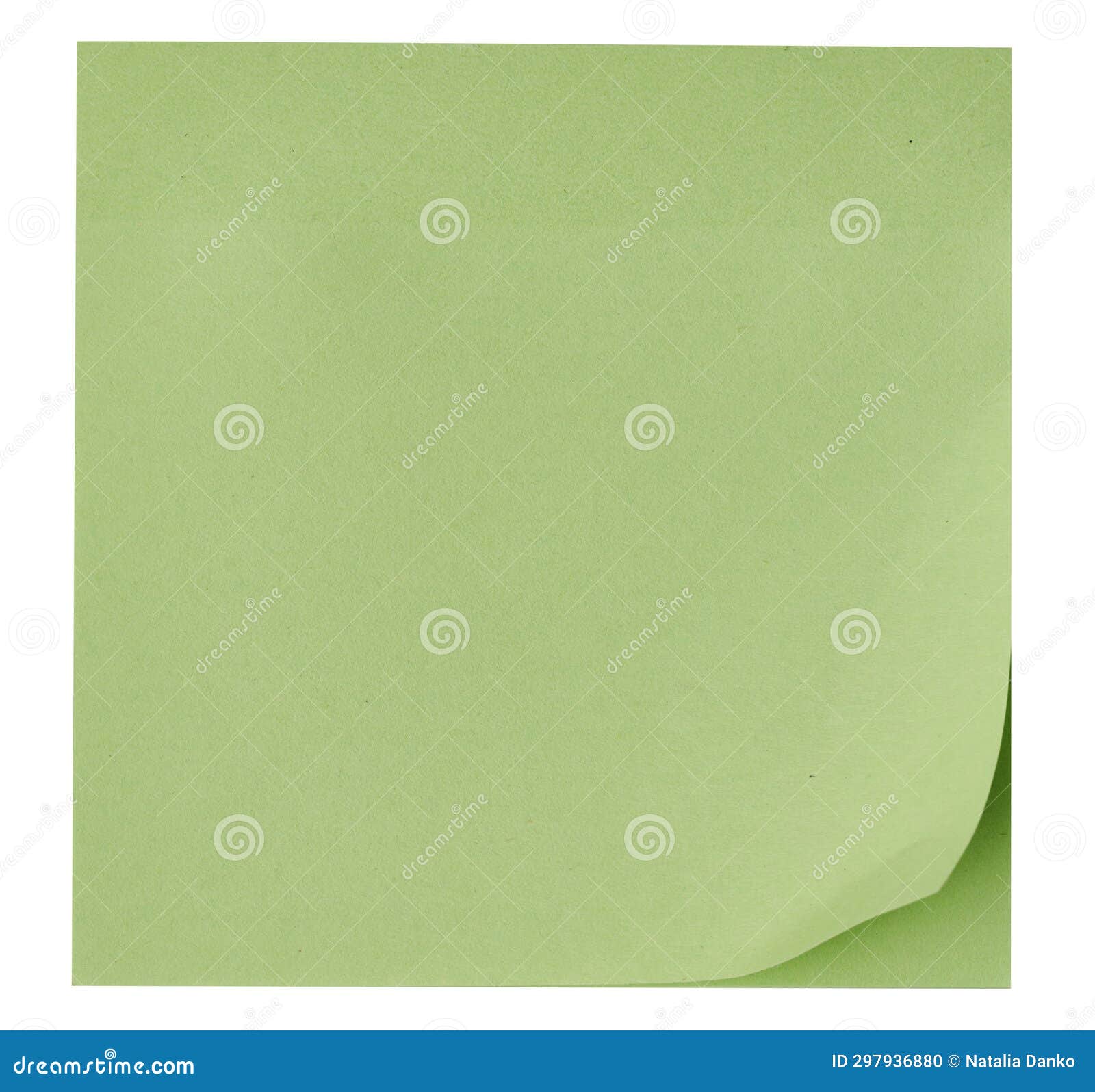 Green Sheet of Paper on White Isolated Background, Sticky Note Stock ...