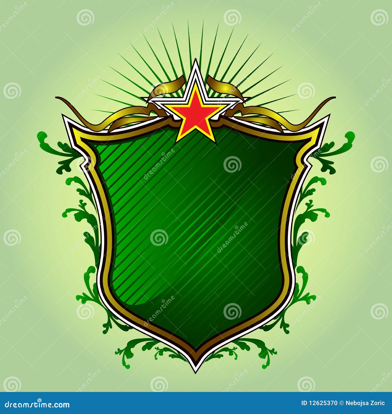 Green Shield stock vector. Illustration of frame, ornament - 12625370