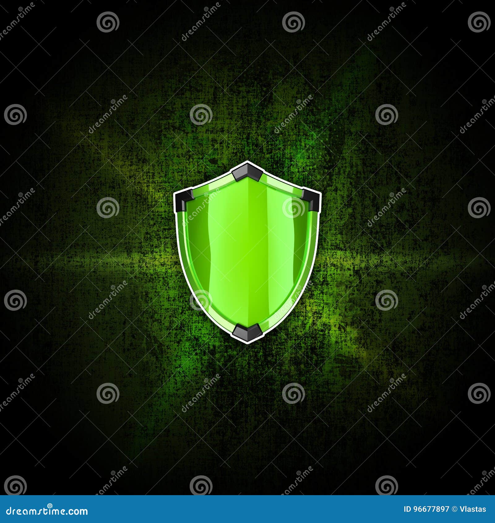 Green Shield on the Dark Background Stock Illustration - Illustration ...
