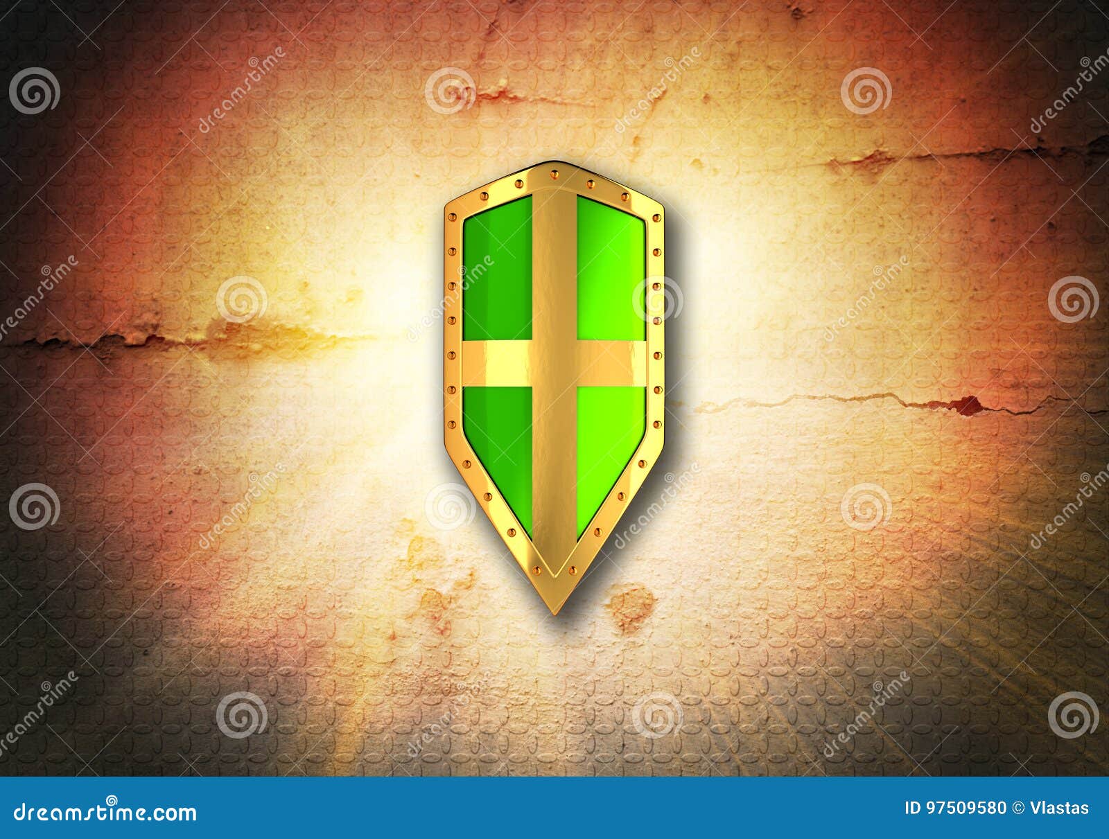 Green Shield on the Dark Background Stock Illustration - Illustration ...