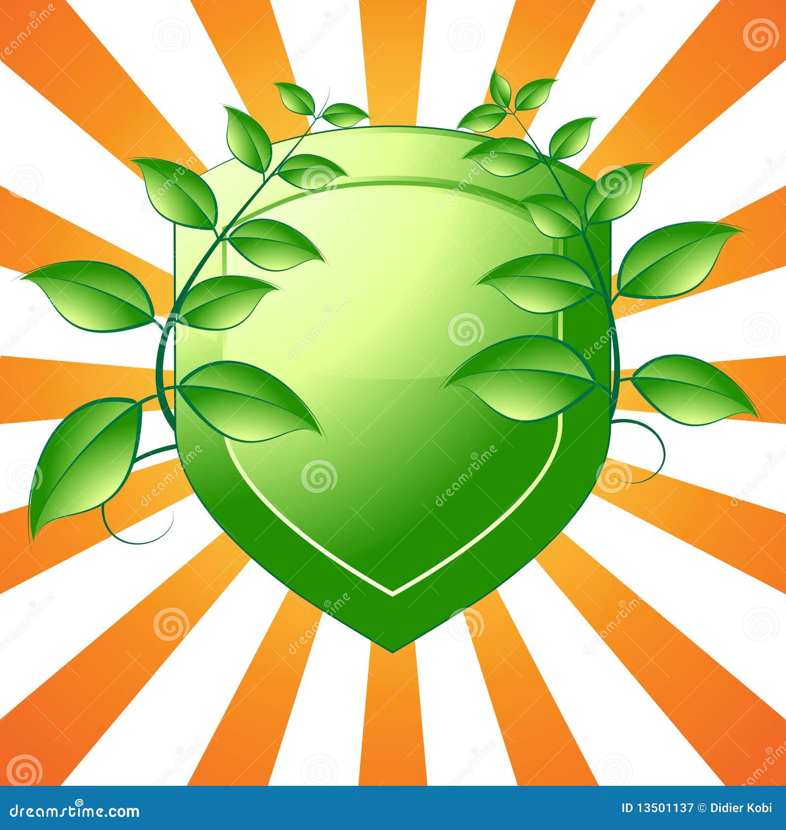 Green Shield Emblem stock vector. Illustration of protection - 13501137