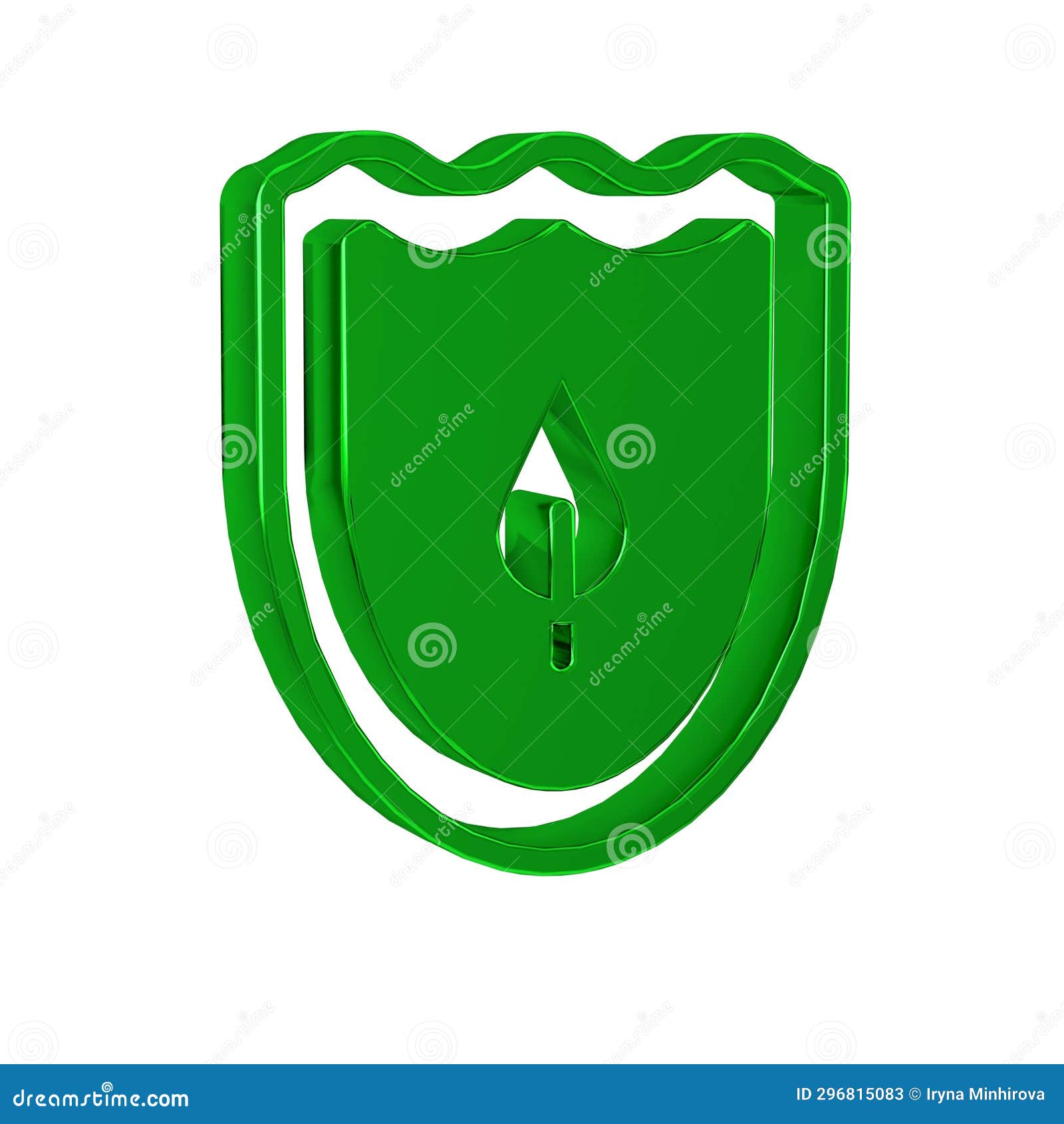Green Shield with Leaf Icon Isolated on Transparent Background. Eco ...