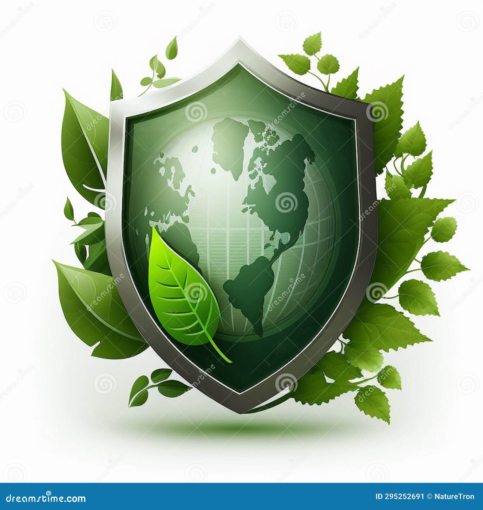 Shield with Leaves Green Shield with Leaves Stock Illustration ...