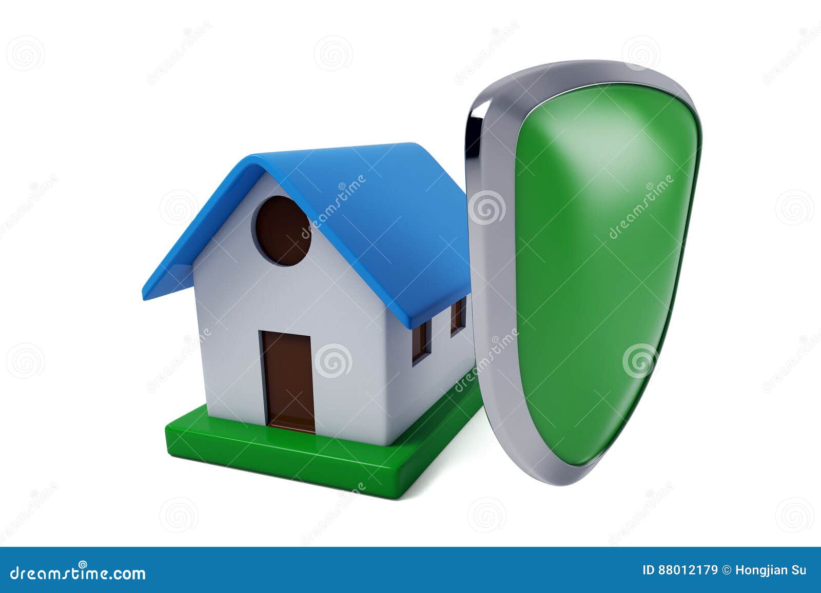 Green Shield To Protect the House Stock Illustration - Illustration of ...