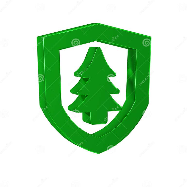 Green Shield with Tree Icon Isolated on Transparent Background. Eco ...