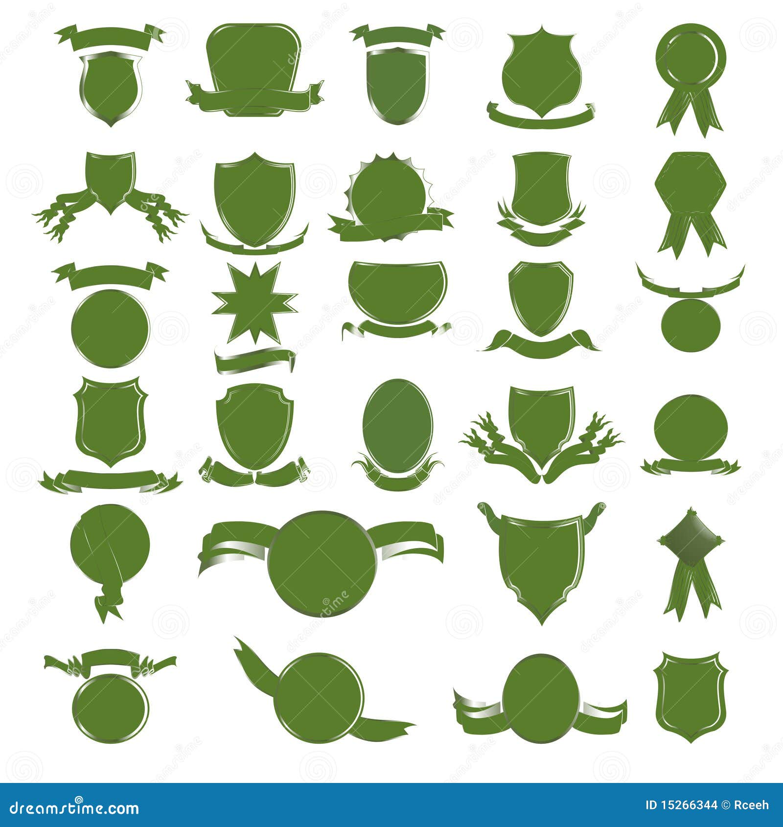 Green shields stock vector. Illustration of frame, shield - 15266344