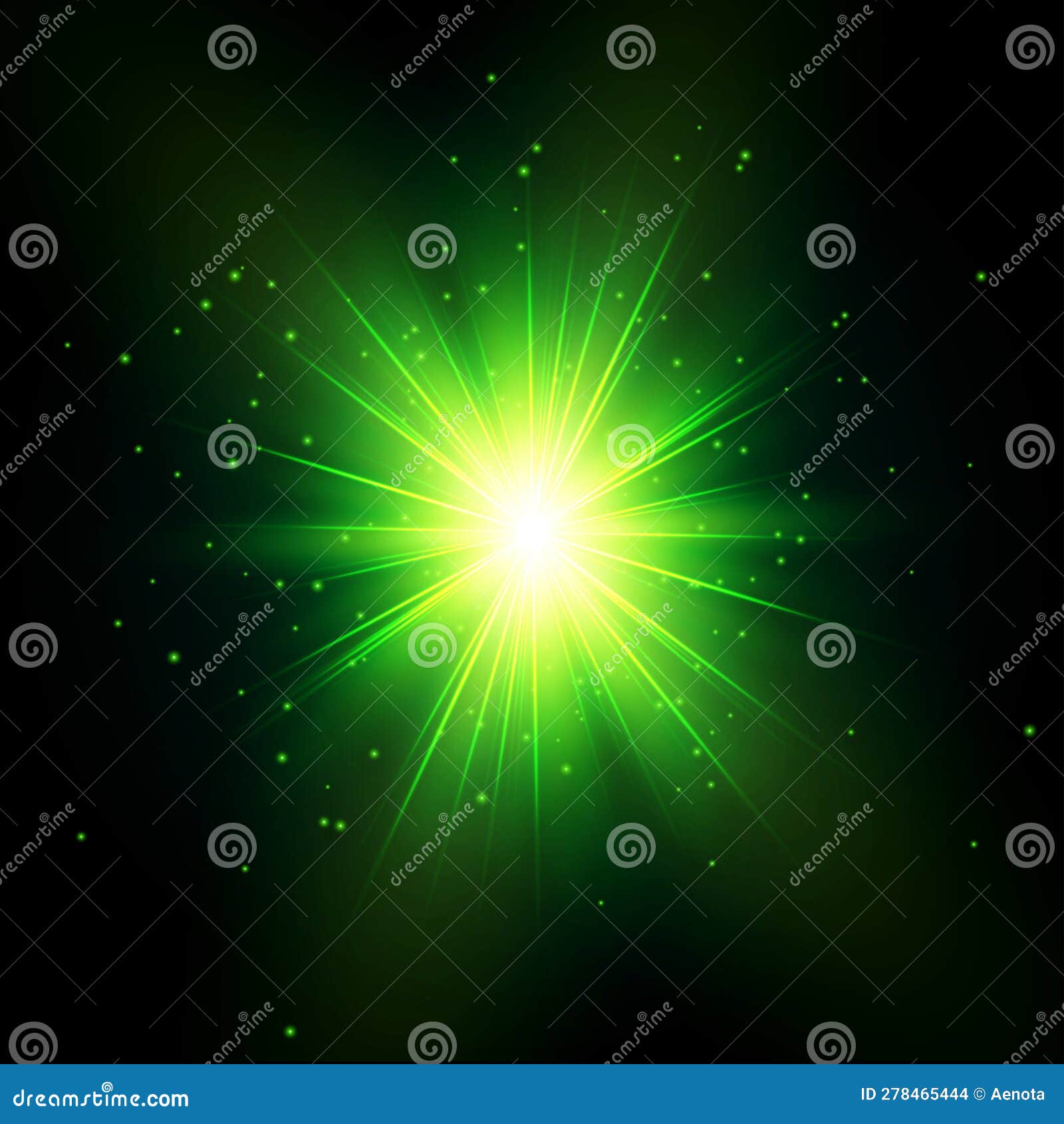 Green Shine Starburst Flare Flash with Star Dust Vector Radiant Star ...