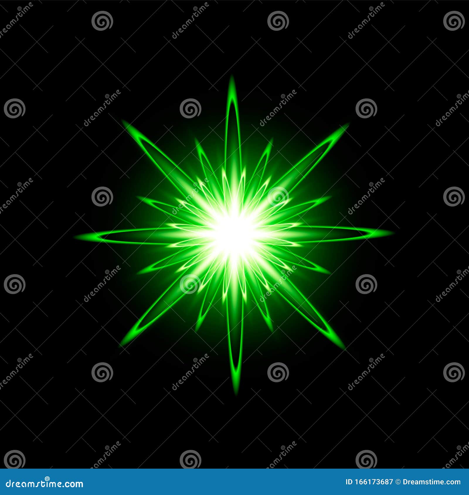 Green Shining Star with Rays Concept. Glowing Vector Light Effect ...