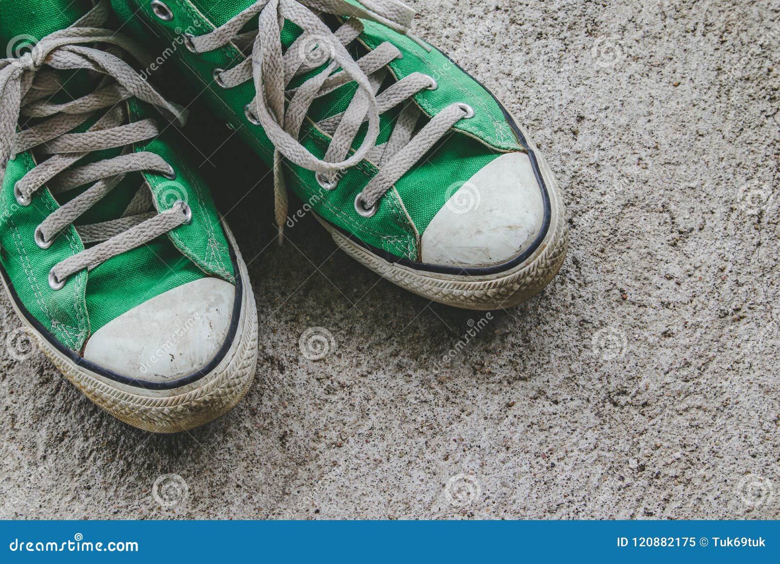 Green Shoe, Sneakers with Filter Effect Retro Vintage Style Stock Image ...