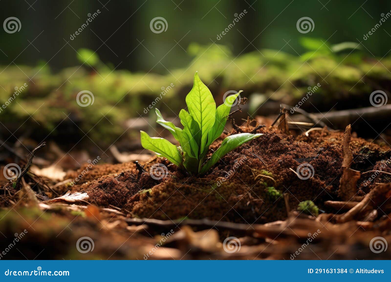 A Green Shoot Sprouting from a Pile of Autumn Leaves Stock Photo ...