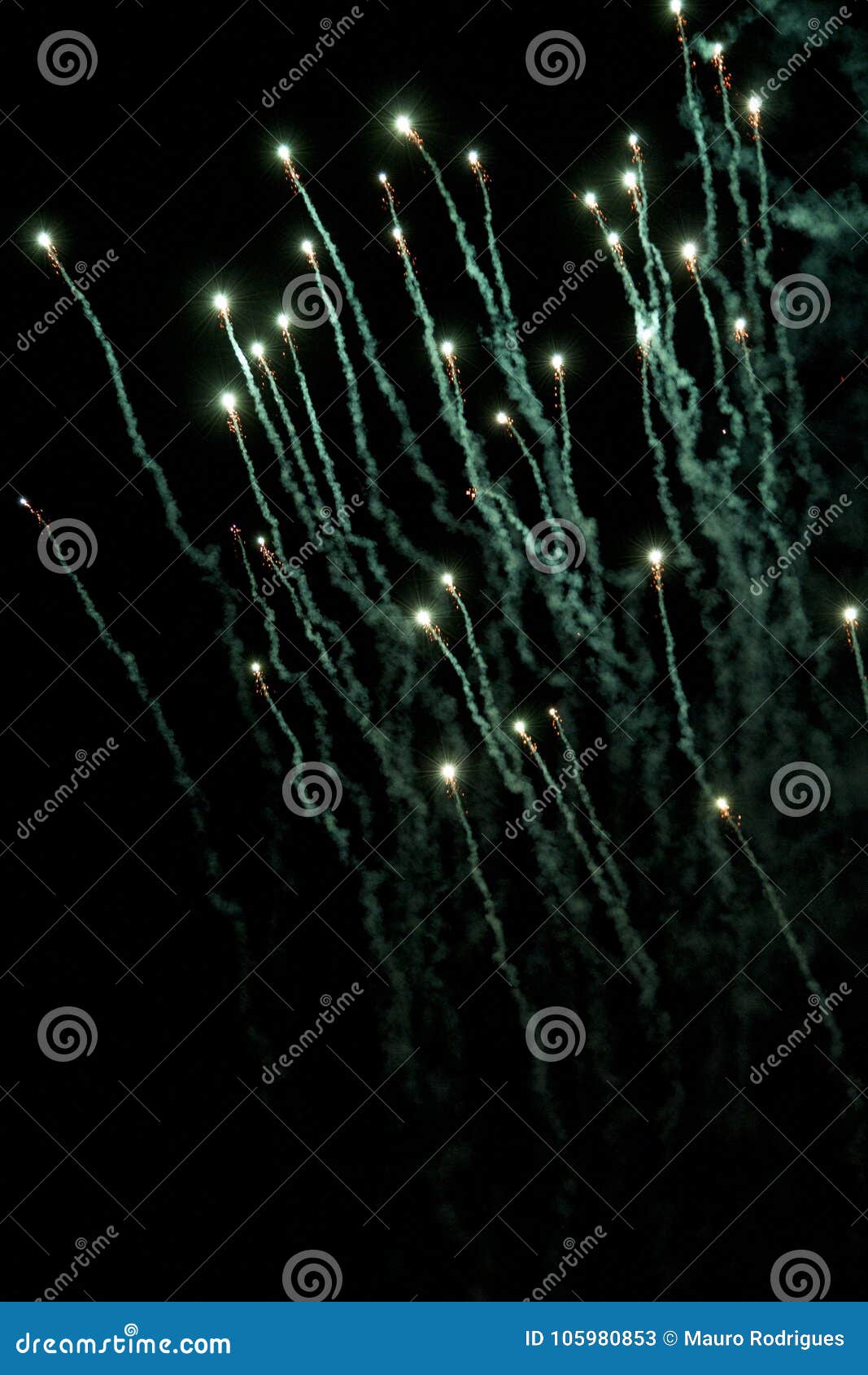 Green Shooting Star Type of Fireworks Stock Image - Image of burst ...