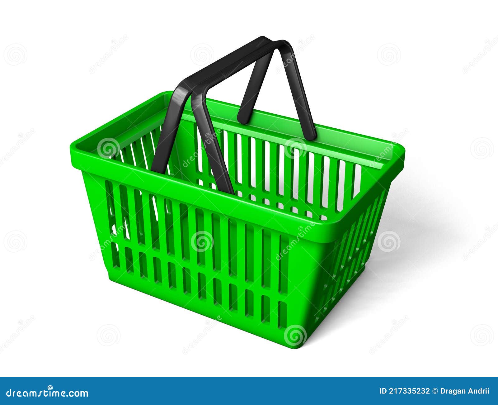 Green Shopping Basket is Rotated. Isolated on White Background Stock ...