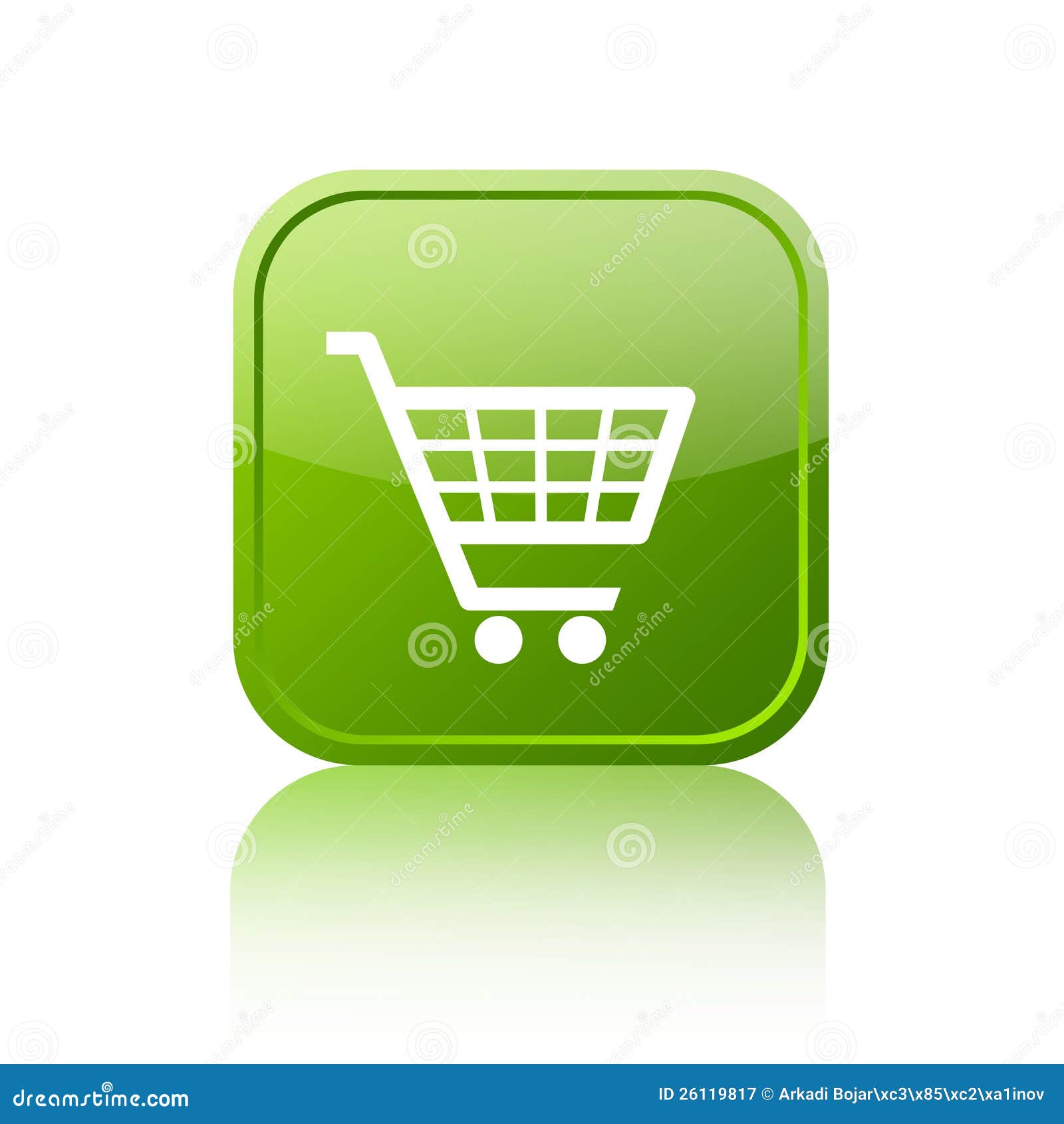Green shopping cart button stock illustration. Illustration of icon ...