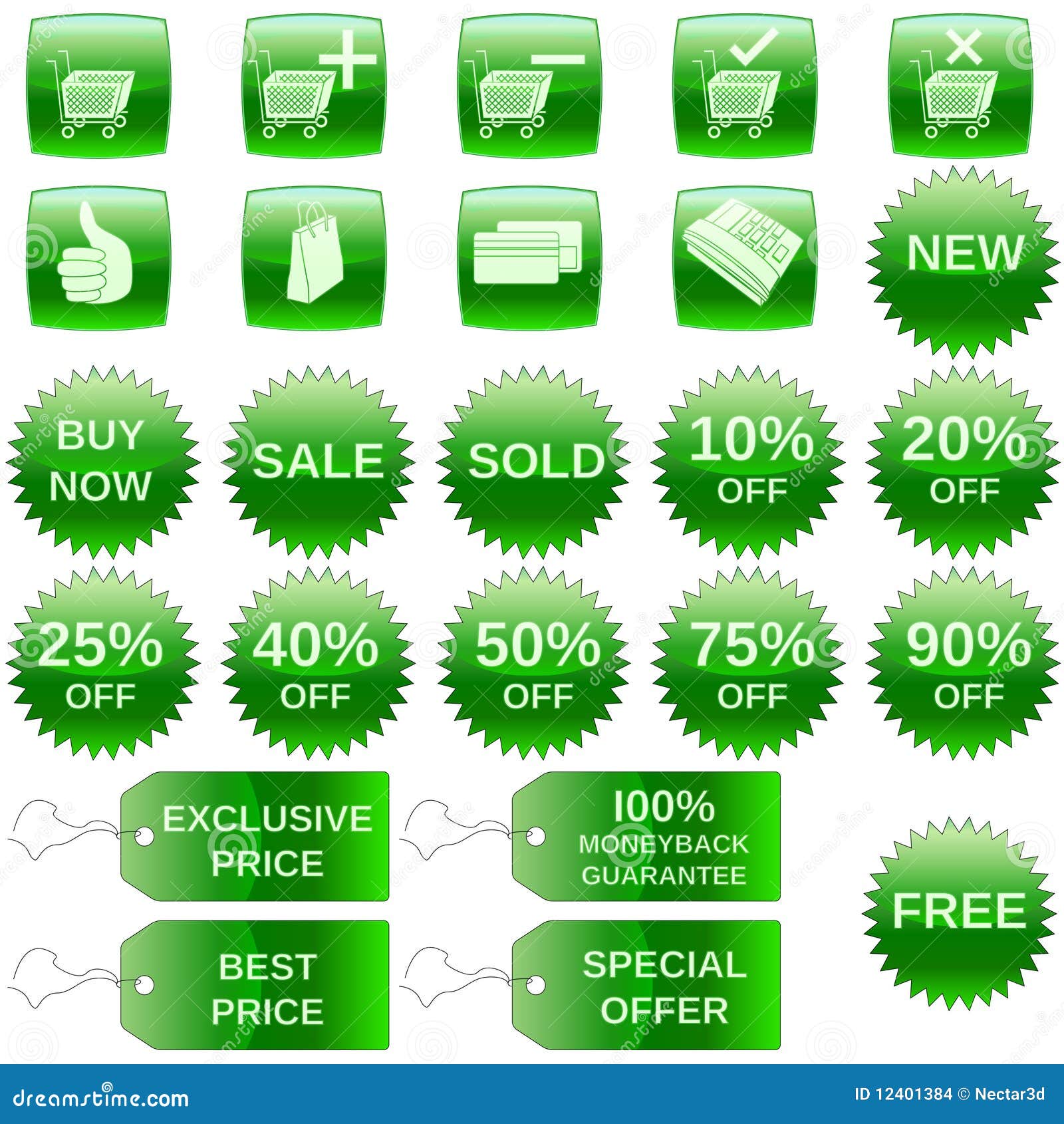 Green shopping icons stock vector. Illustration of design - 12401384