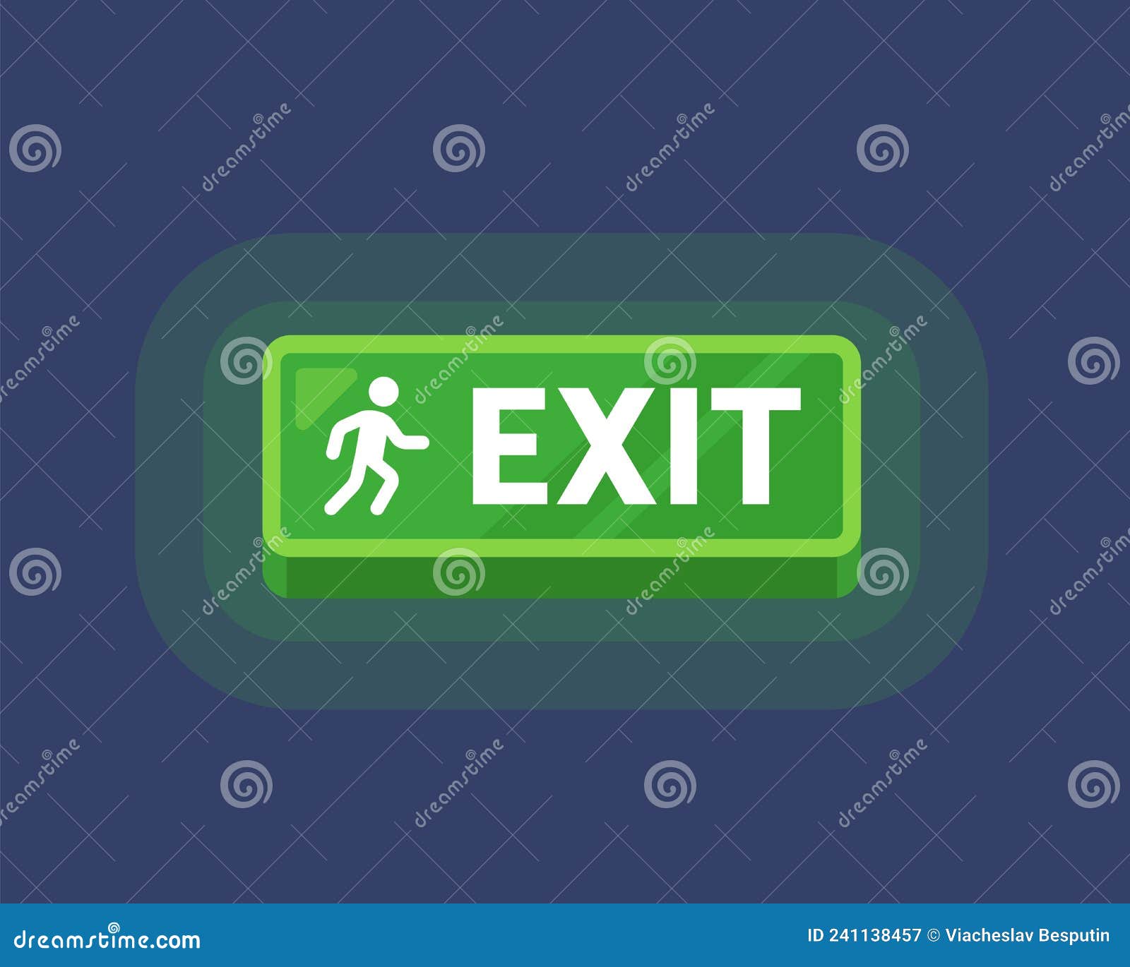 Green Sign Above the Exit Door. Luminous Box Exit Stock Vector ...