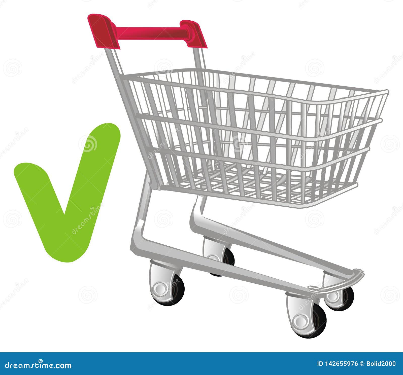 Green Sign and Market Trolley Stock Illustration - Illustration of ...