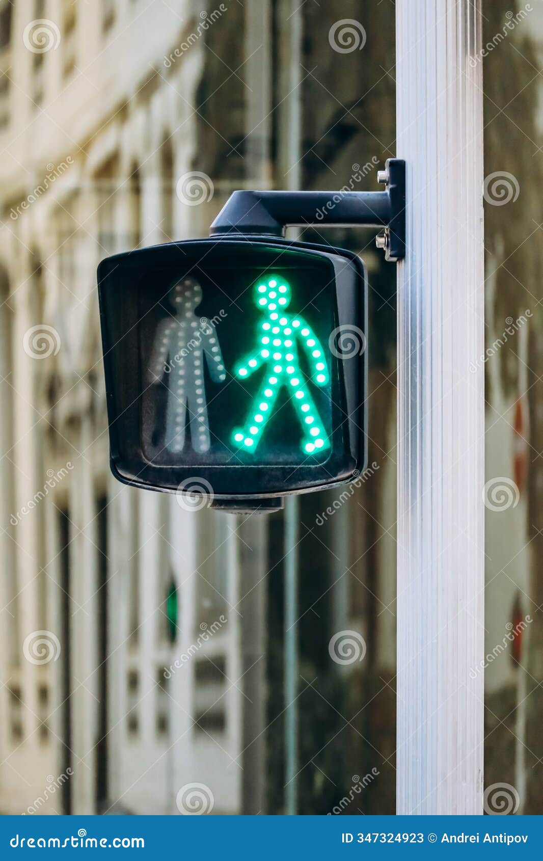 Green Signal at a Pedestrian Traffic Light Stock Image - Image of ...