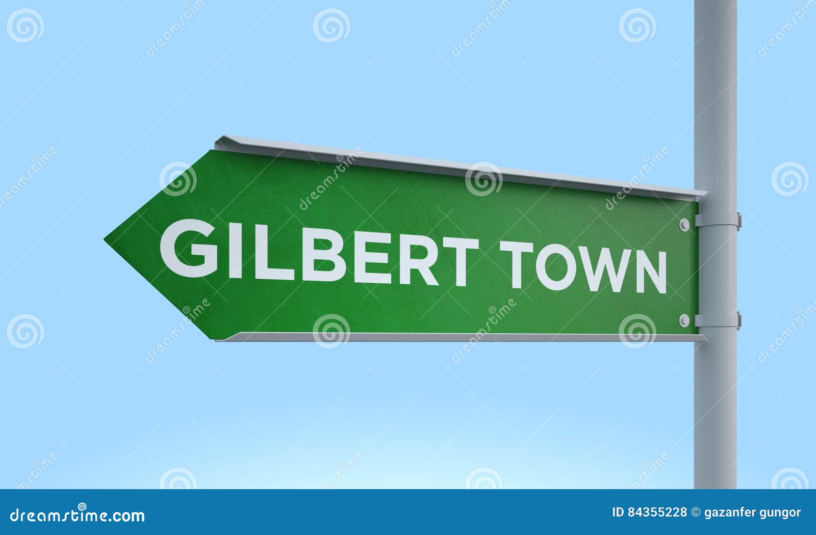 Green Signpost Gilbert Town Stock Illustration - Illustration of choice ...