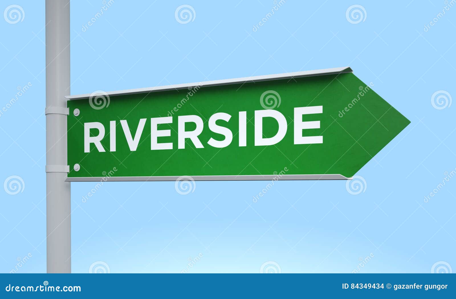 Green signpost riverside stock illustration. Illustration of blue ...
