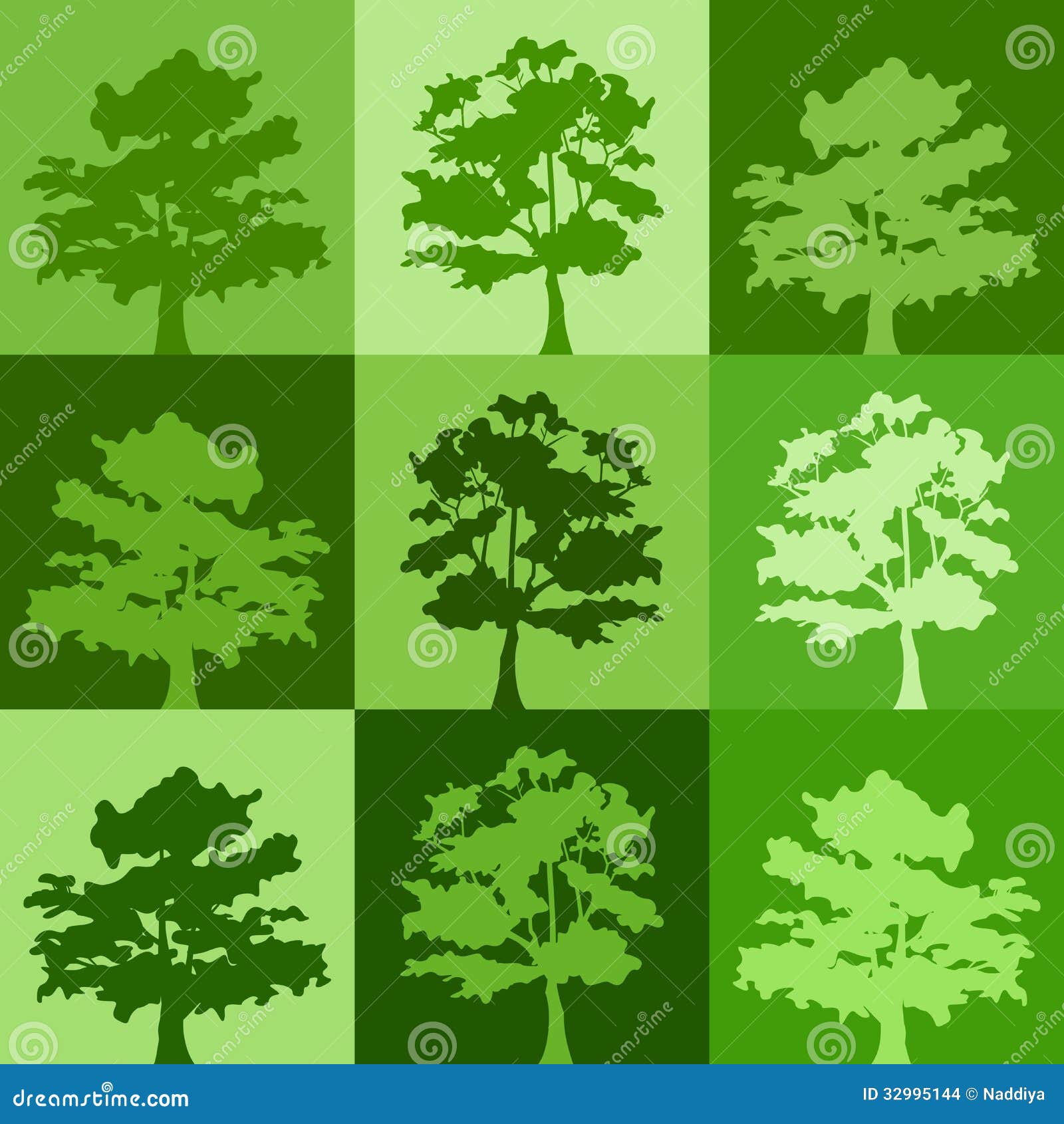 Green Silhouettes of Trees. Stock Vector - Illustration of repeat ...
