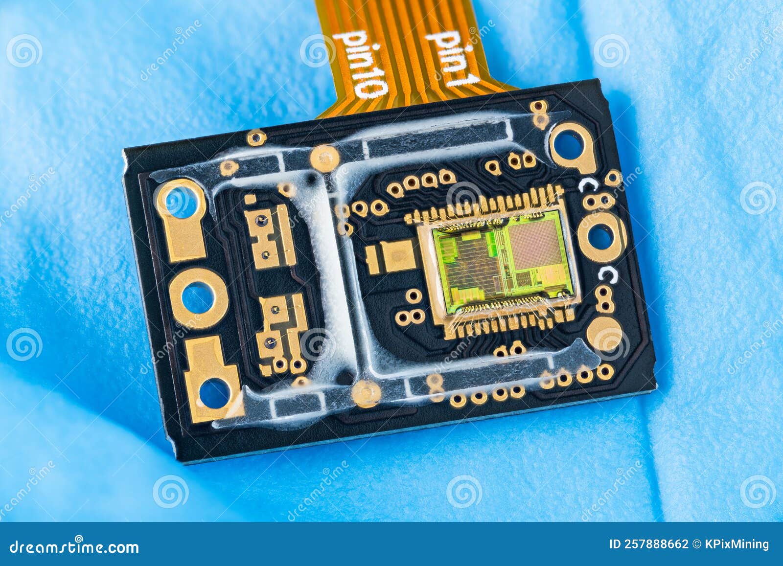Green Silicon Die with Photodiodes Array on Electronic PCB Detail with ...