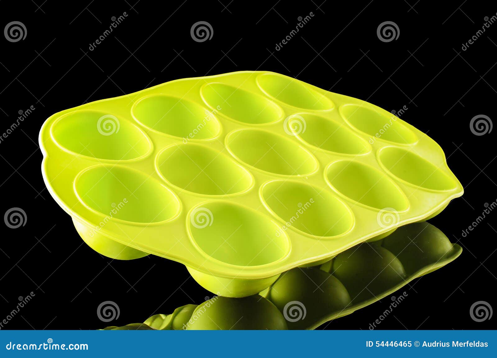 Green Silicone Ice Cube Tray on the Black Background Stock Image ...