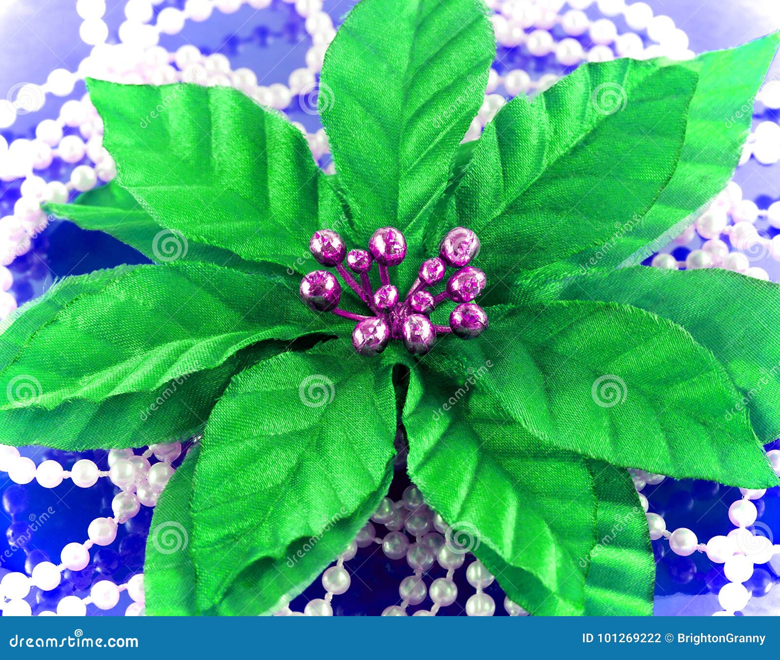 Green Silk Flower on Pearl String Stock Photo - Image of petal, green ...