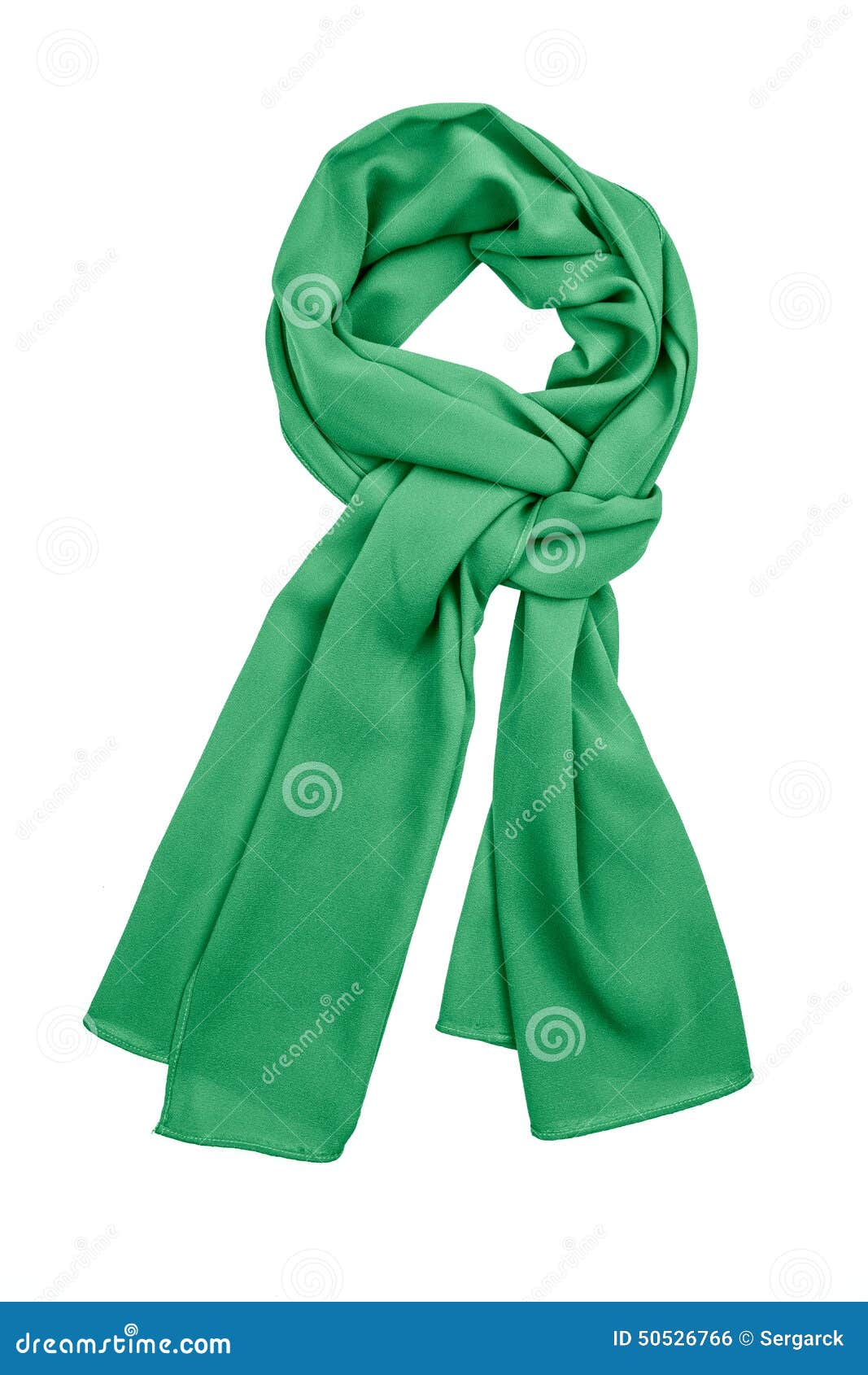 Green Silk Scarf Isolated on White Background. Stock Photo - Image of ...