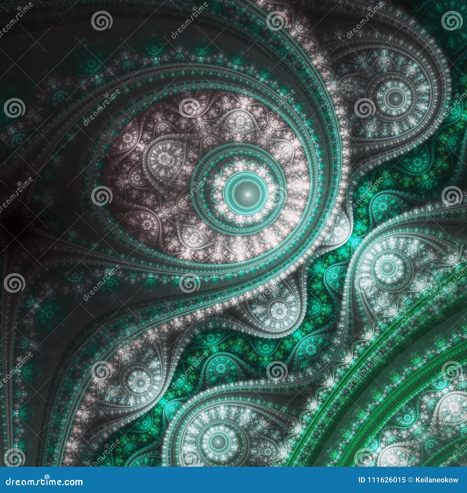 Green and Silver Fractal Clockwork Stock Illustration - Illustration of ...