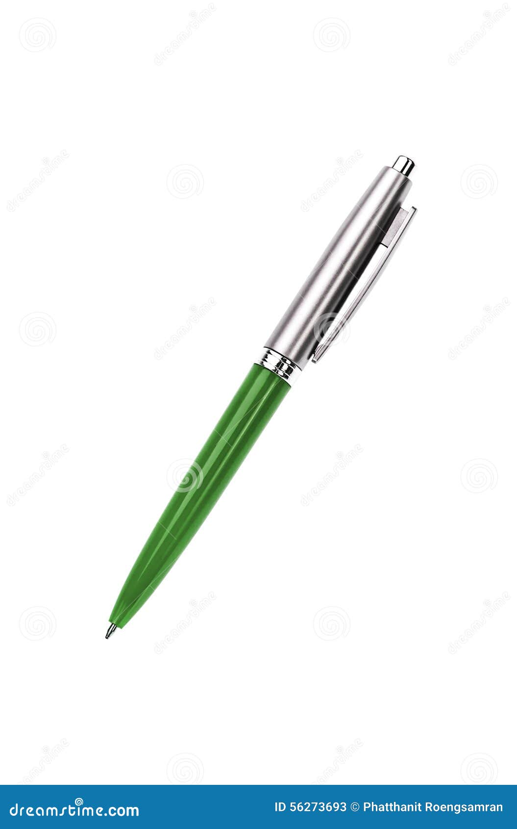 Green Silver Pen Isolated on White Stock Image - Image of style ...