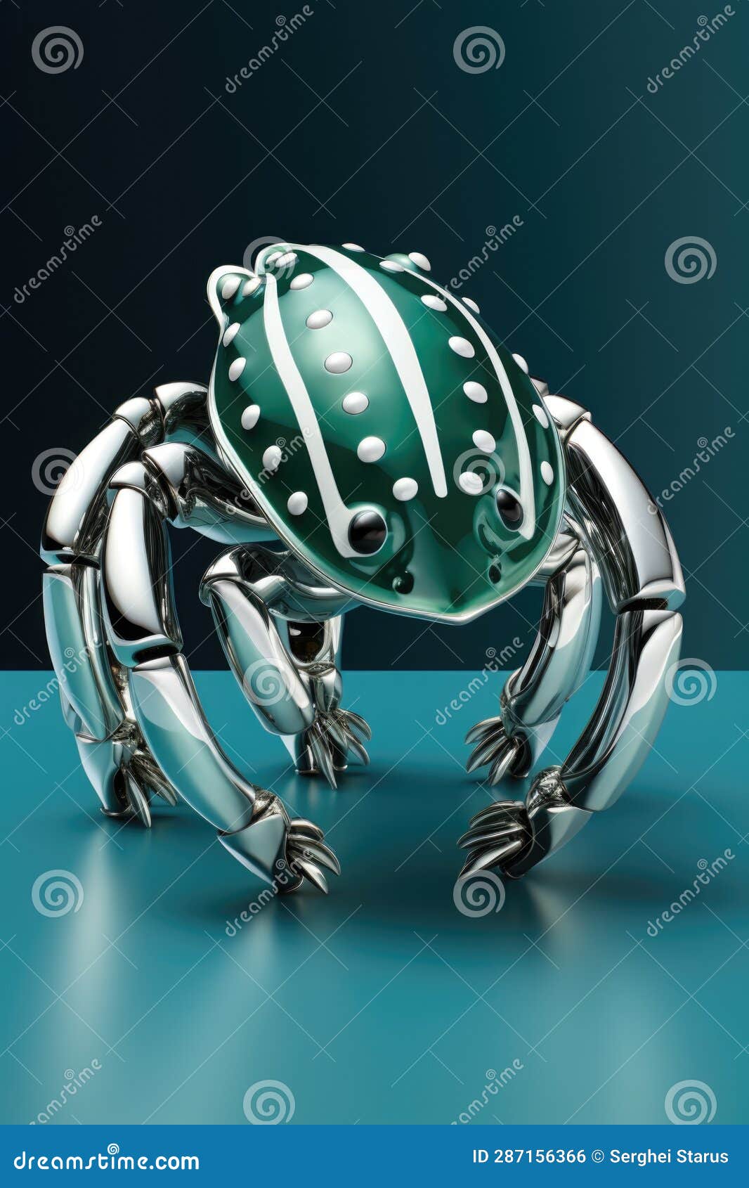 A Green and Silver Robot Crab with a Metal Shell. Generative AI Image ...