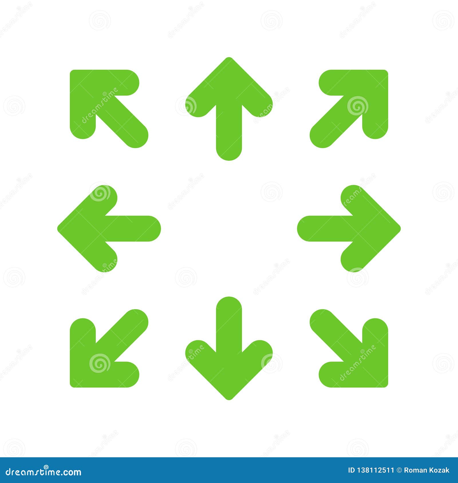 Green Simple Arrows in 8/eight Different Directions Stock Vector ...