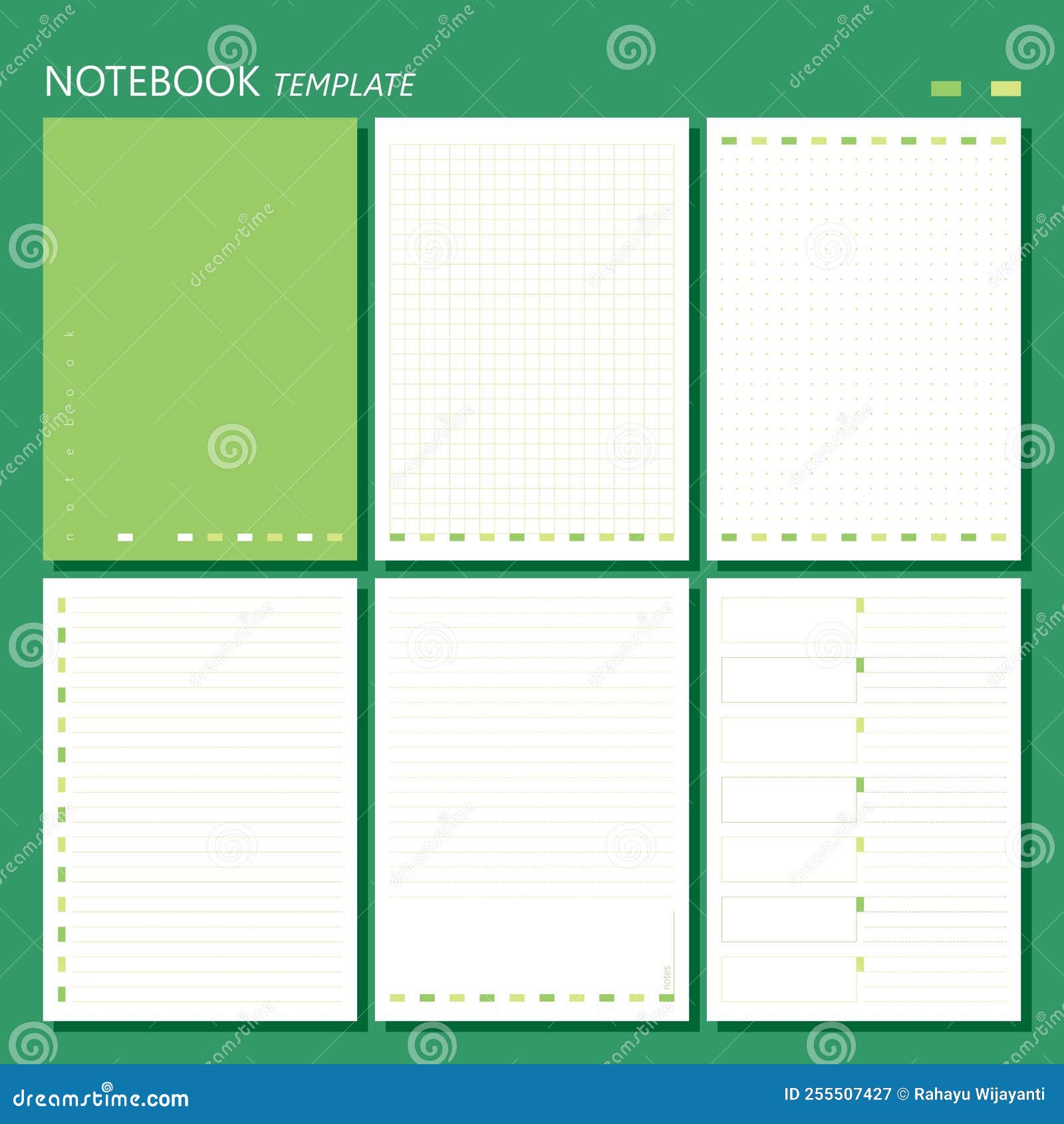 Green Simple Notebook Planner Template Stock Vector - Illustration of ...
