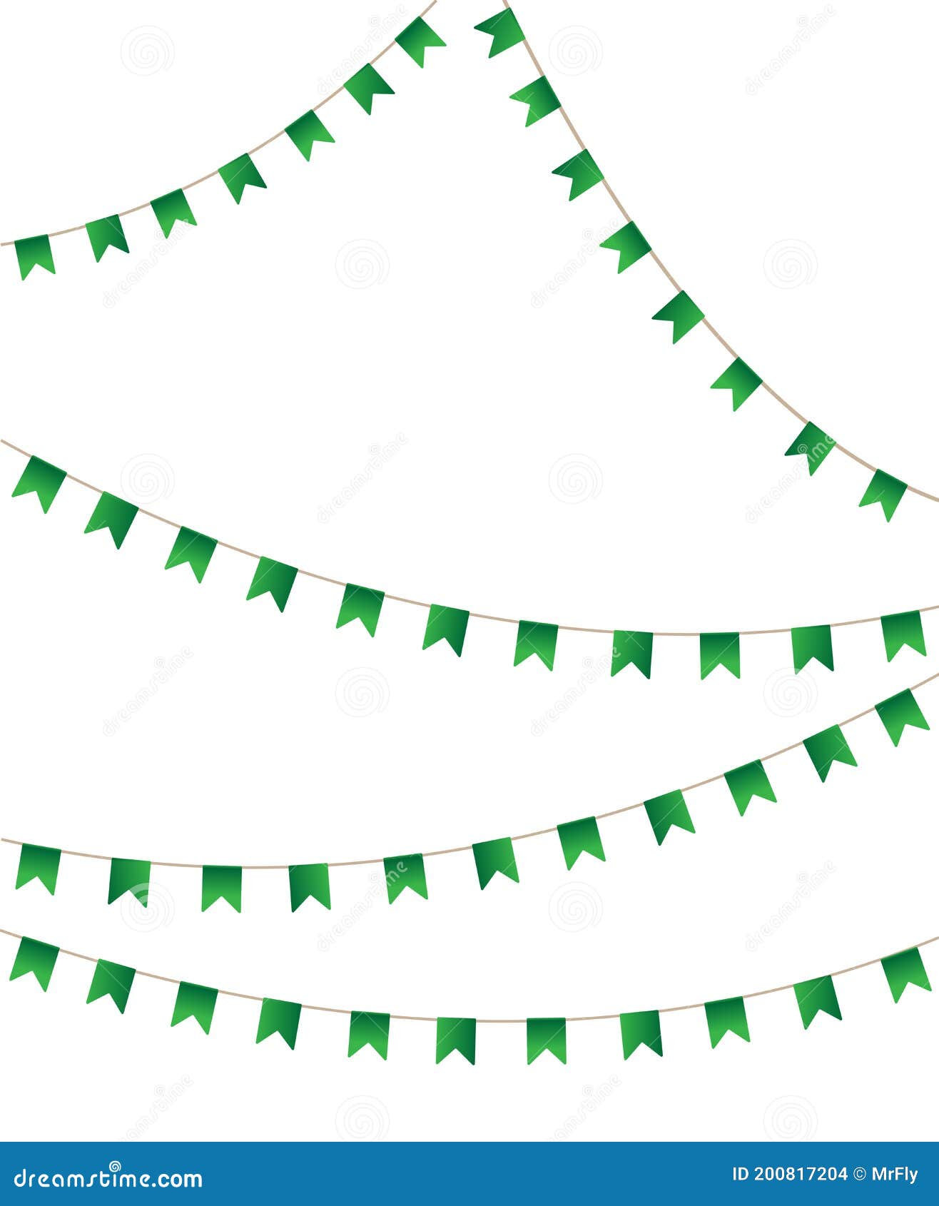 Green Simple Party Flag Set, Vector Illustration Stock Vector ...