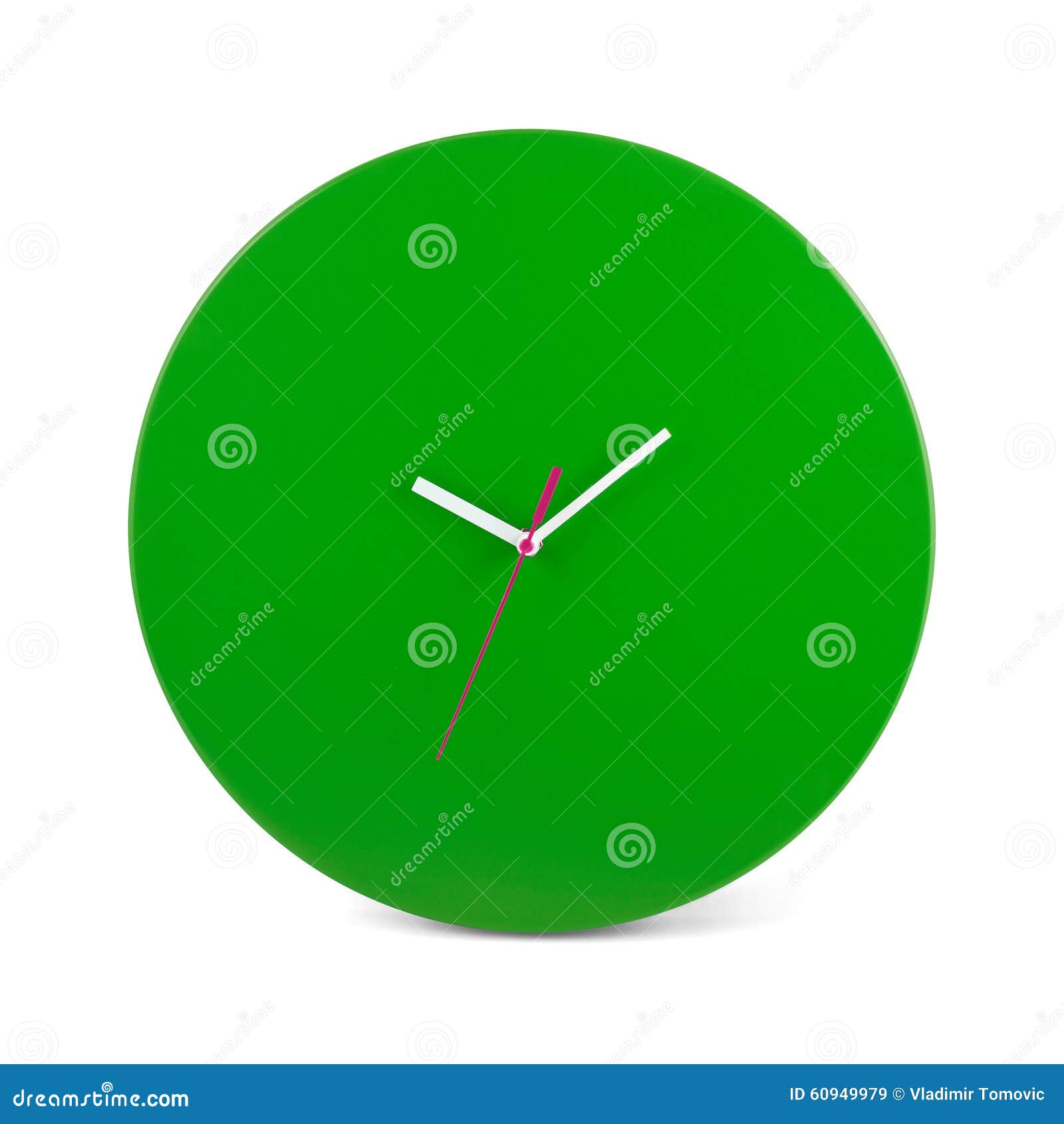 Green Simple Round Wall Clock - Watch Isolated on White Stock Image ...