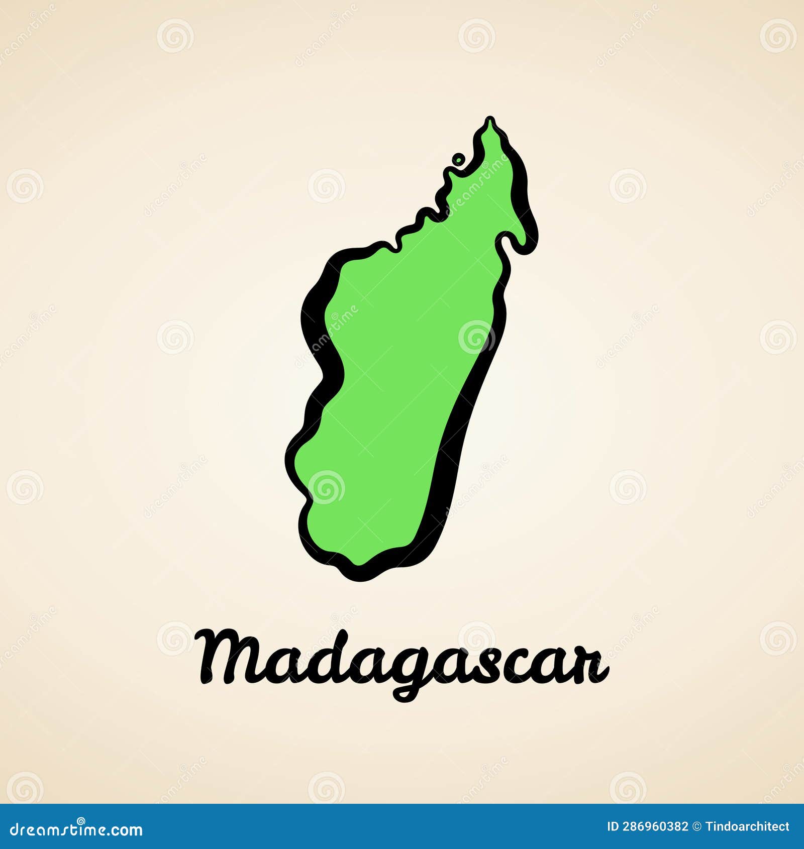 Madagascar - Outline Map stock vector. Illustration of simple - 286960382