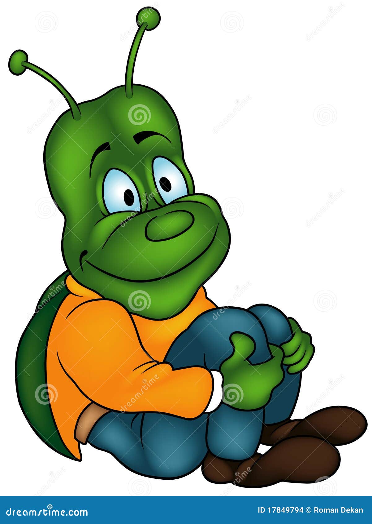 Green Sitting Bug stock vector. Illustration of cartoon - 17849794