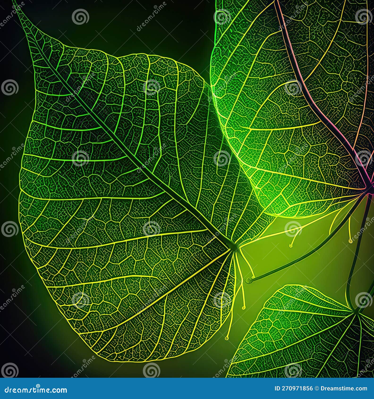 Green Skeletonized Tree Leaves, Plant Veins Macro, Abstract Background ...
